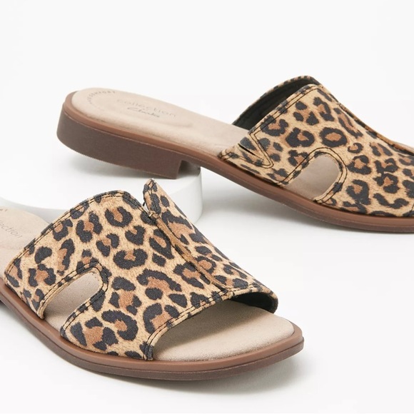 Clarks | Shoes | Clarks Declan Flo Leopard Slides | Poshmark